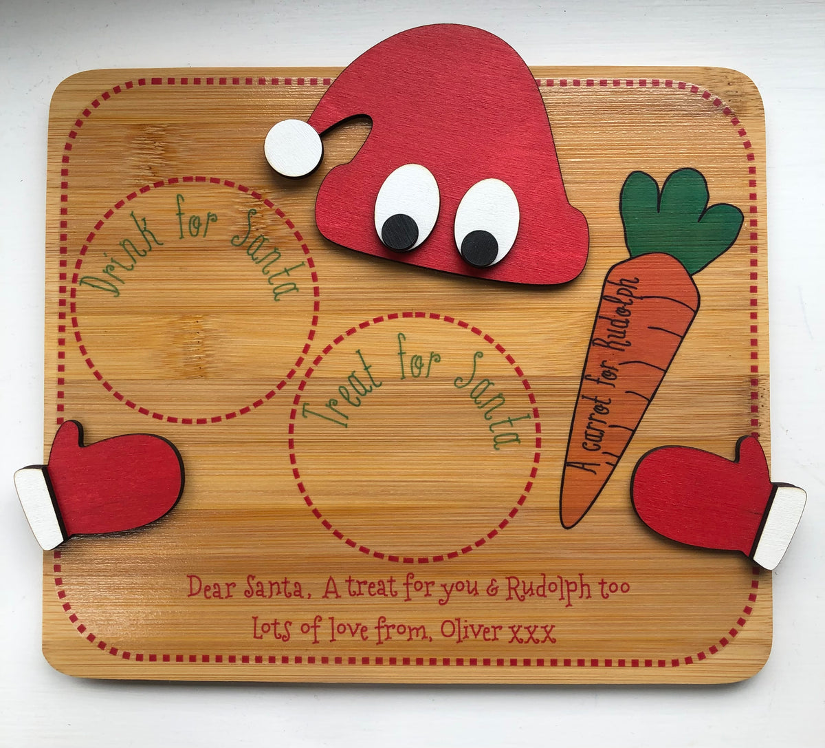 Personalised Santa Treat Board Christmas eve wooden eco friendly gift ...